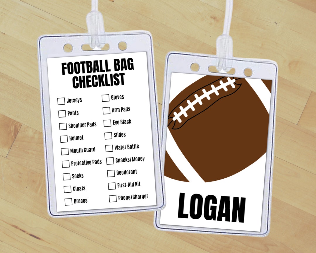 Editable Football Bag Tag Insert, Custom Football Equipment Gear ...