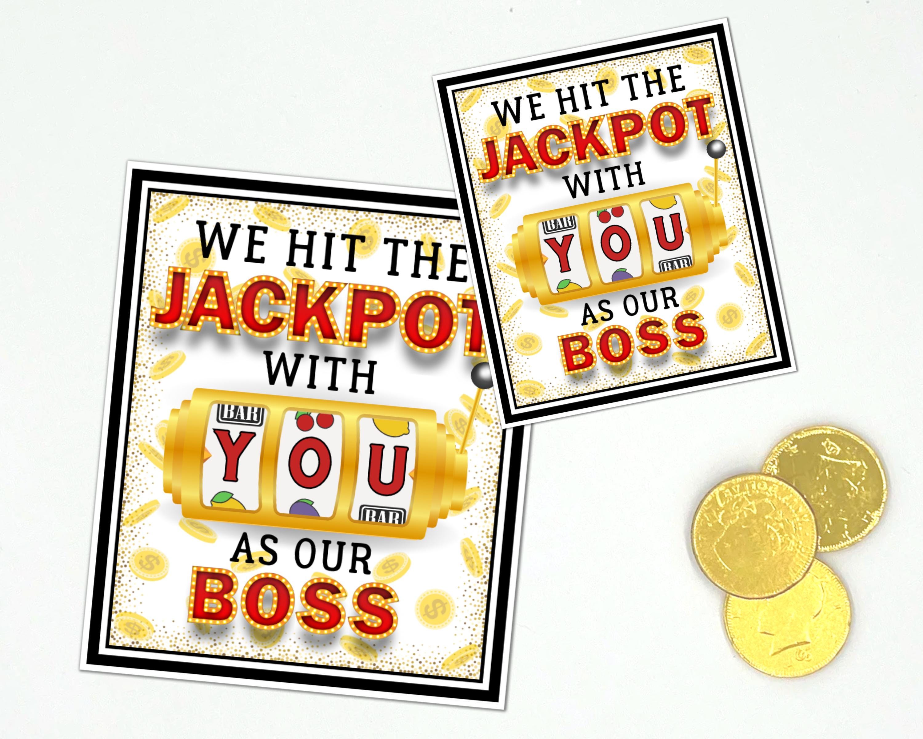 Hit the Jackpot Boss Appreciation Gift Tags, Jackpot Lottery Tag ...