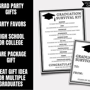 Editable Graduation Survival Kit Gift Tags, Graduation Party Favors ...