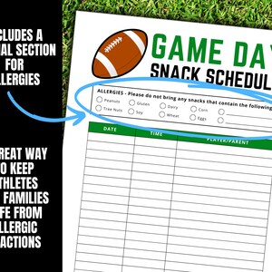 EDITABLE Football Snack Schedule Sign up Sheet, Football Coach and Team ...