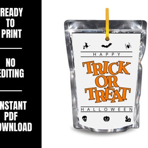Halloween Juice Pouch Labels Wrappers, Goodie Bag Party Favors ...