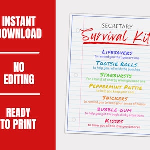 Secretary Survival Kit Gift Tags, Administrative Professionals Day ...