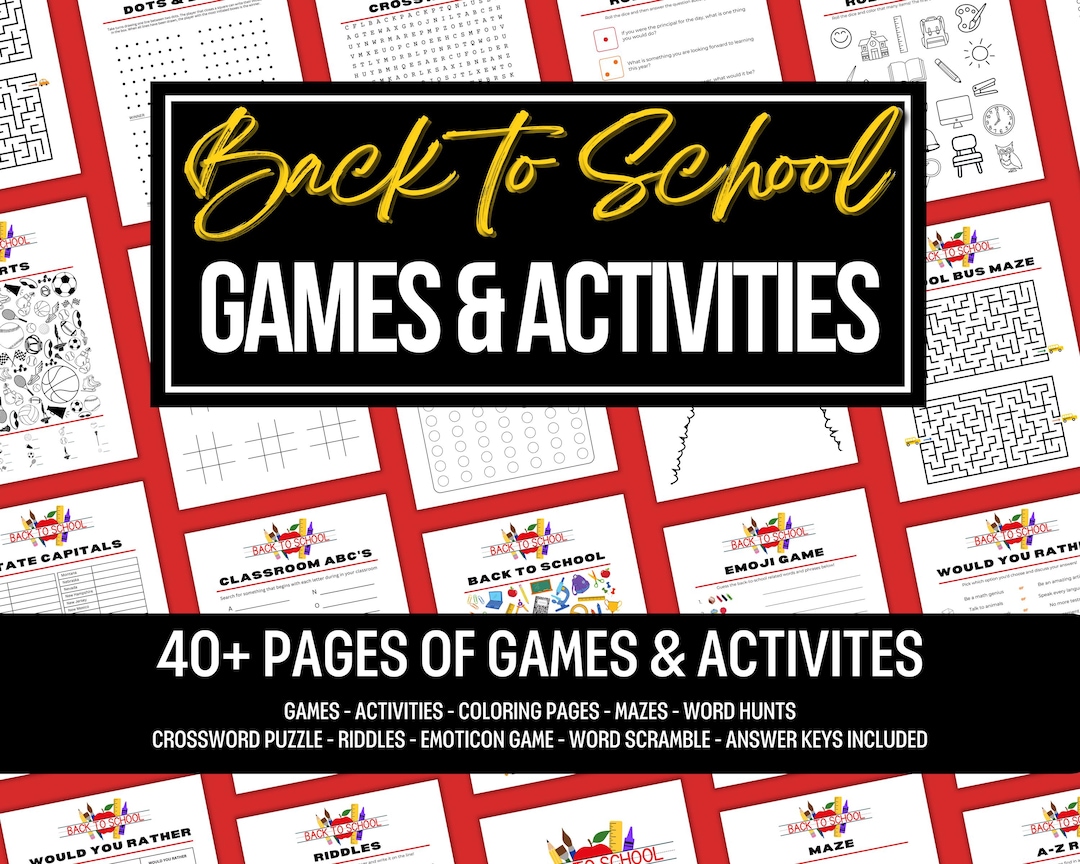 Kids Back to School Games & Activities Bundle, Kids Activities Games ...