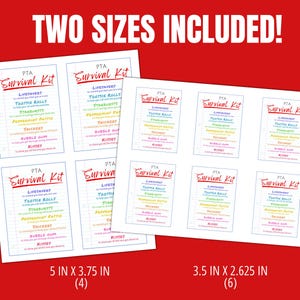 PTA Parent Teacher Association Survival Kit Gift Tags, PTA Appreciation ...