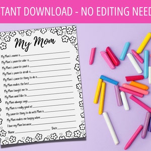 My Mom Activity Coloring Page, All About Mom Craft Idea, Mom's Day ...