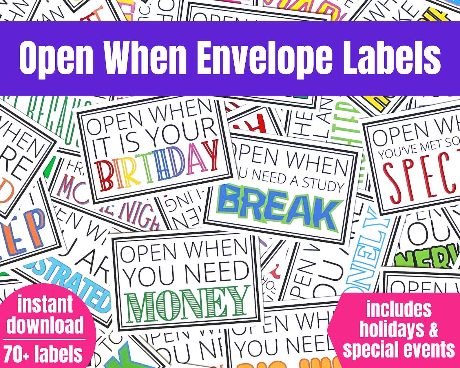 Open When Letters Printable Envelope Labels or Cards College - Etsy