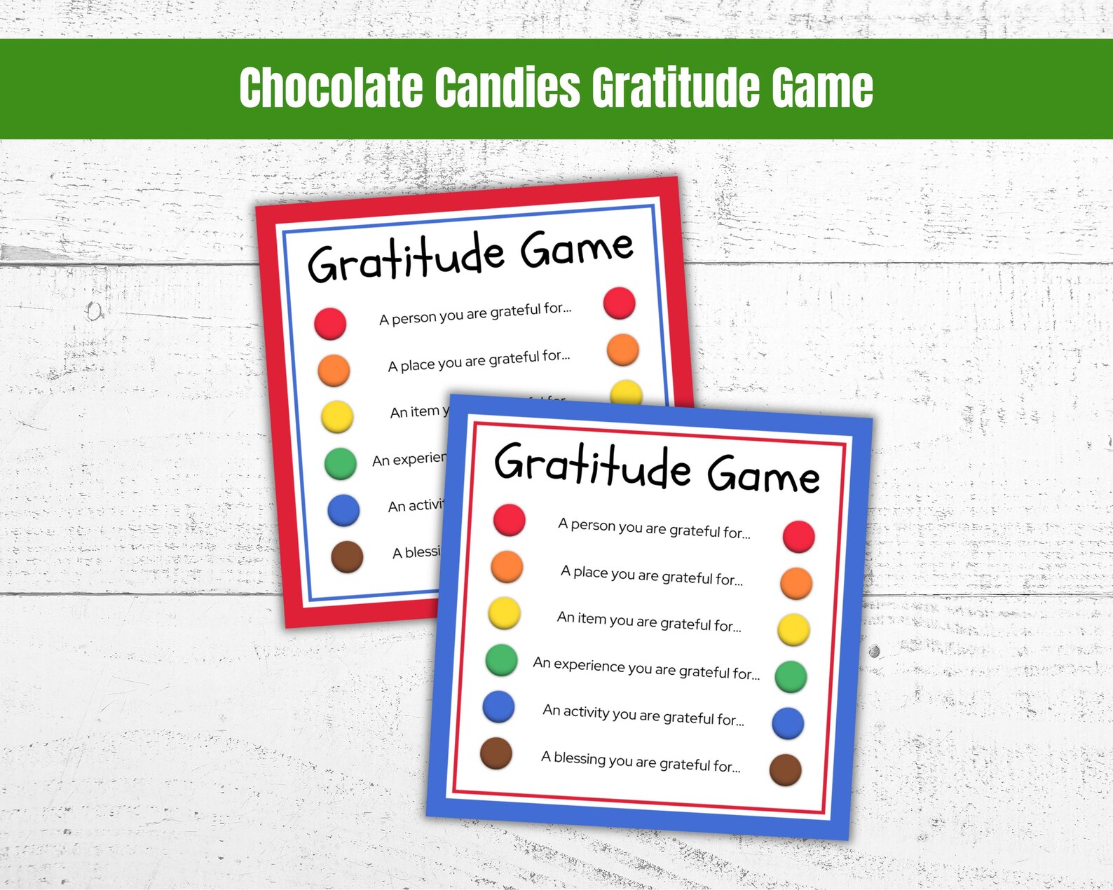 Candy Gratitude Game Card Printable, Chocolate Candies Game, Goodie Bag ...