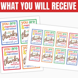 Chocolate Candies Thank You Gift Tags, Team Work Staff Appreciation Day ...