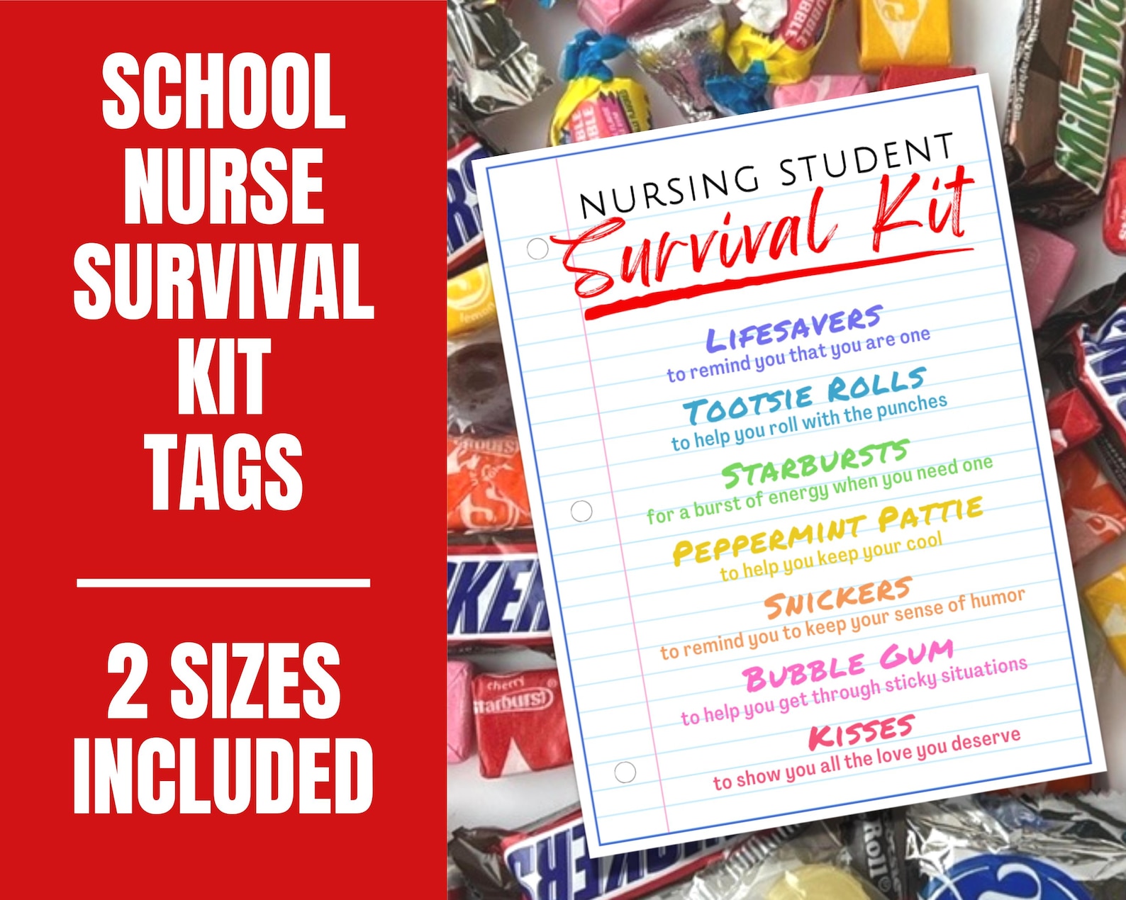 Nursing Student Survival Kit Gift Tag, Registered Nurse Appreciation ...
