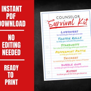 Counselor Gift Tags, School Counselor Back to School Survival Kit ...