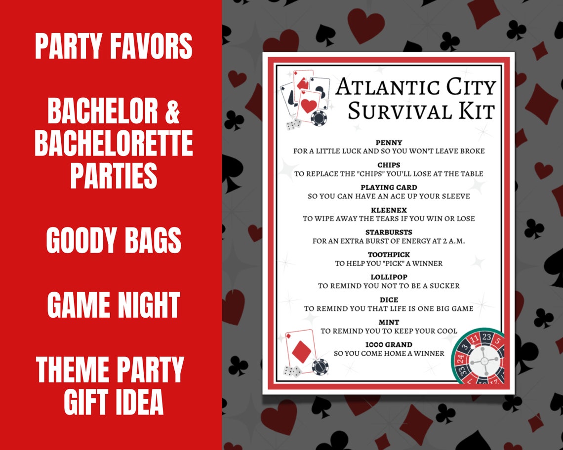 Atlantic City Survival Kit Gift Tag Casino Party Favor Girls - Etsy