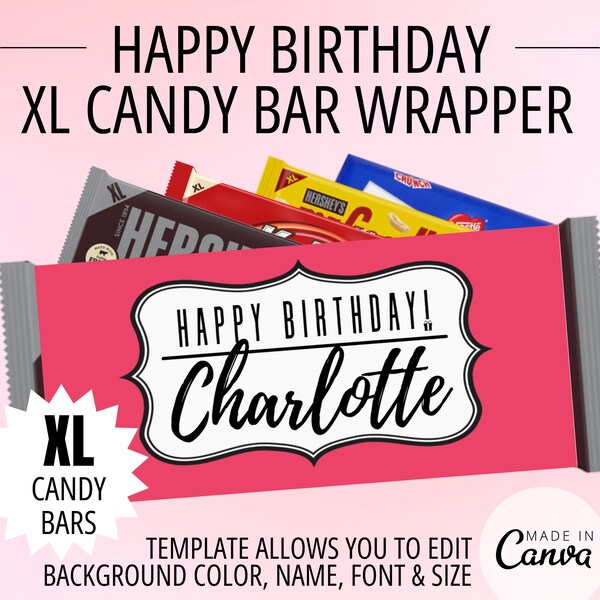 Large Birthday Candy Bar Wrappers - Etsy