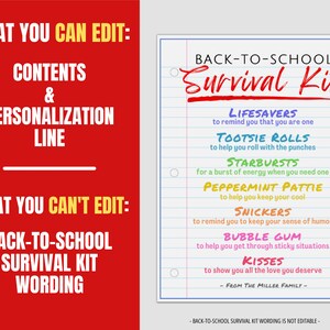 EDITABLE Back to School Survival Kit Gift Tag, Teacher Appreciation ...