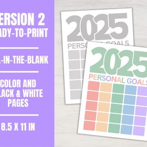 2025 Personal Goals Bingo Game, Printable Goal Sheet, New Year ...