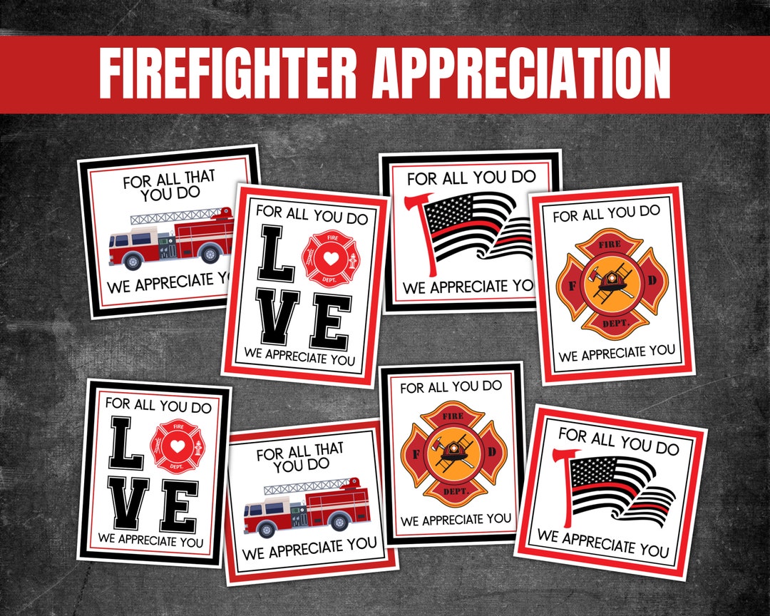 Firefighter Gift Tag Fireman Appreciation First Responder Essential ...