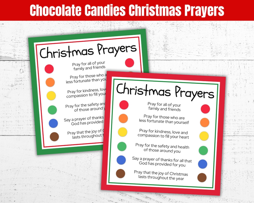Christmas Prayers Chocolate Candies Game Card, Goodie Bag Tag for Party ...