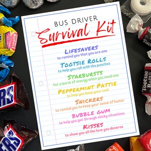 Bus Driver Survival Kit Gift Tags Transportation Department - Etsy