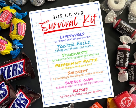 Bus Driver Survival Kit Gift Tags Transportation Department - Etsy