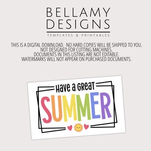 PRINTABLE Have a Great Summer Gift Tag, End of School Year Tag, Last ...