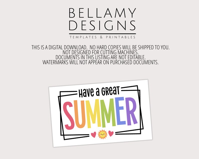 PRINTABLE Have a Great Summer Gift Tag, End of School Year Tag, Last ...