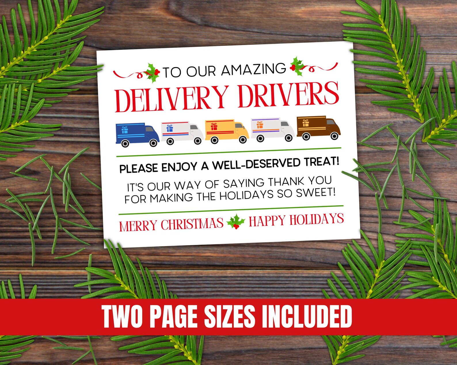 Delivery Driver Thank You Sign Printable, Christmas Package Delivery ...
