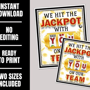 Hit the Jackpot Sports Team Gift Tags, Team Appreciation, Jackpot ...