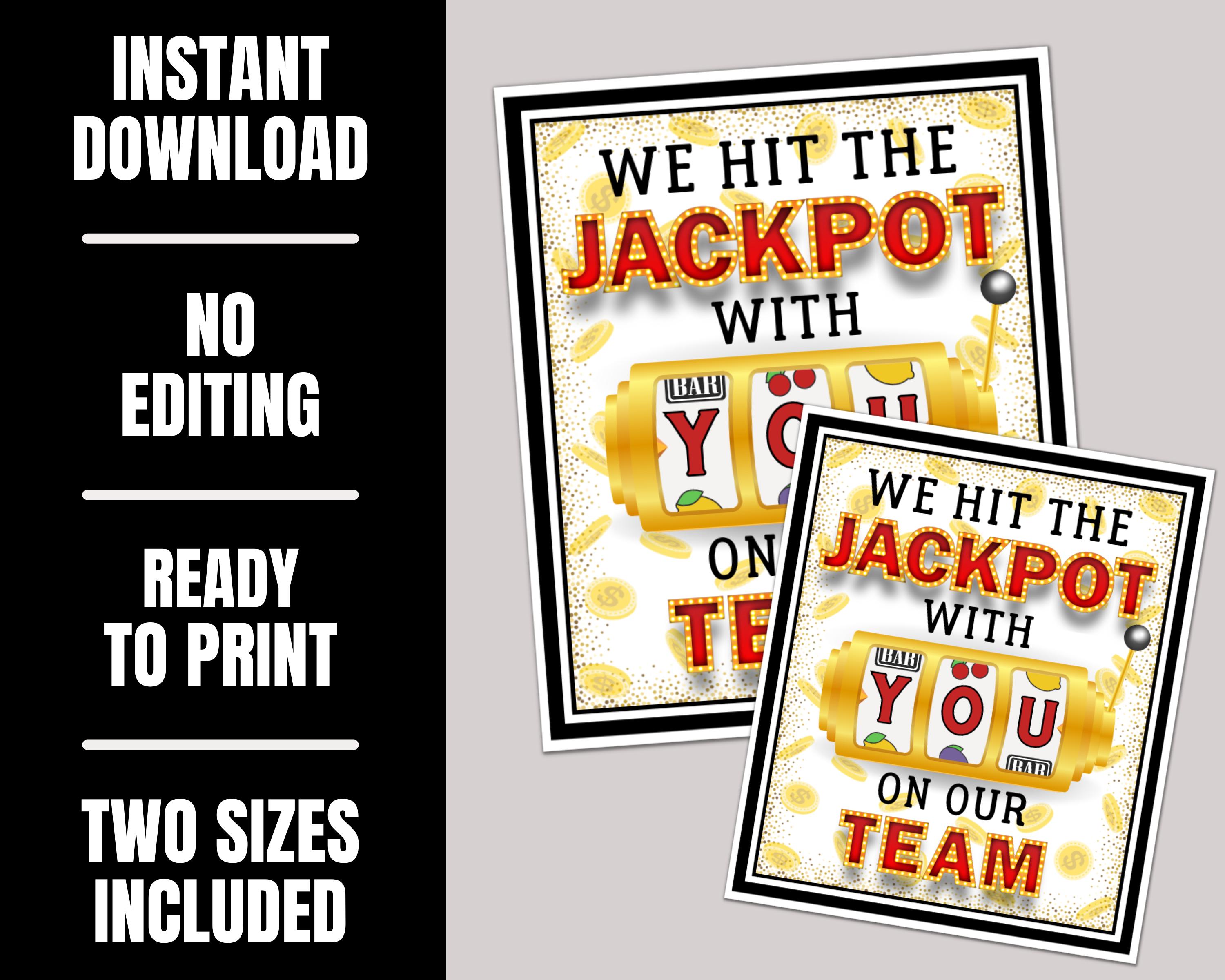 Hit the Jackpot Sports Team Gift Tags, Team Appreciation, Jackpot ...