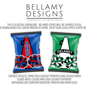Cheerleading Chip & Treat Bag, Editable Cheerleader Ball Chip Bag ...