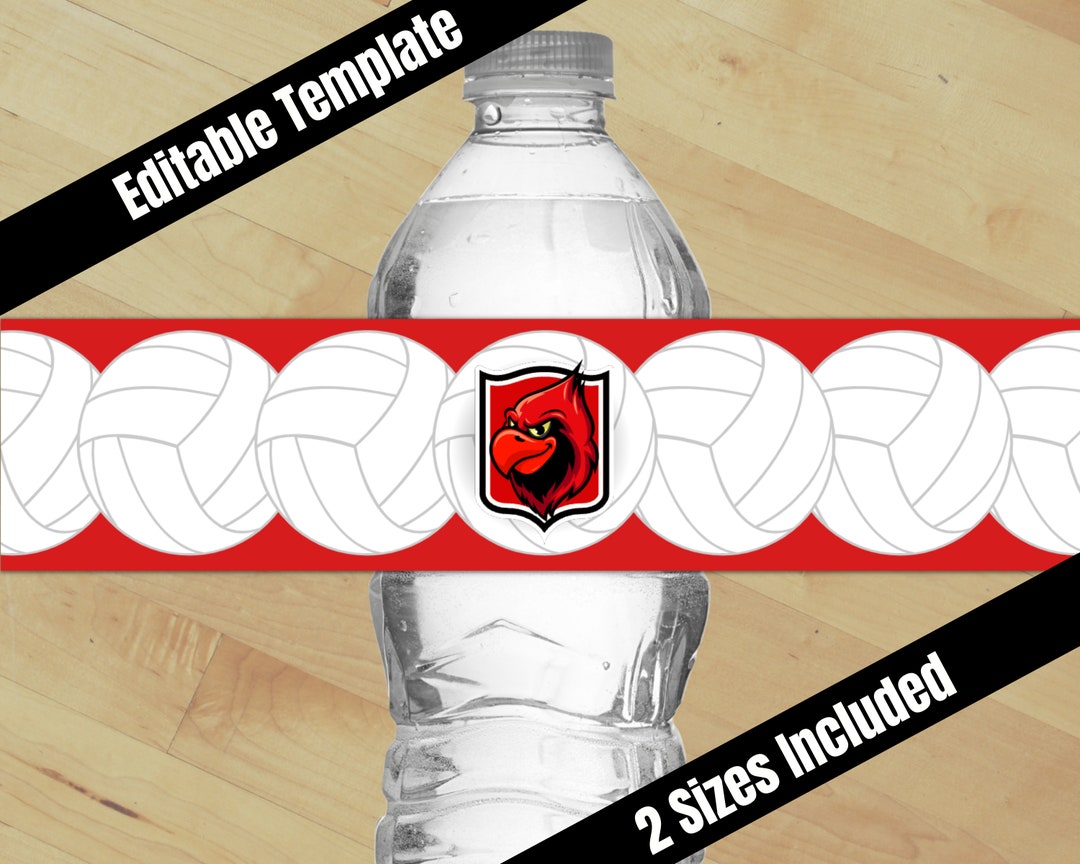 Editable Volleyball Water Bottle Wrapper Label, Volleyball Printable ...