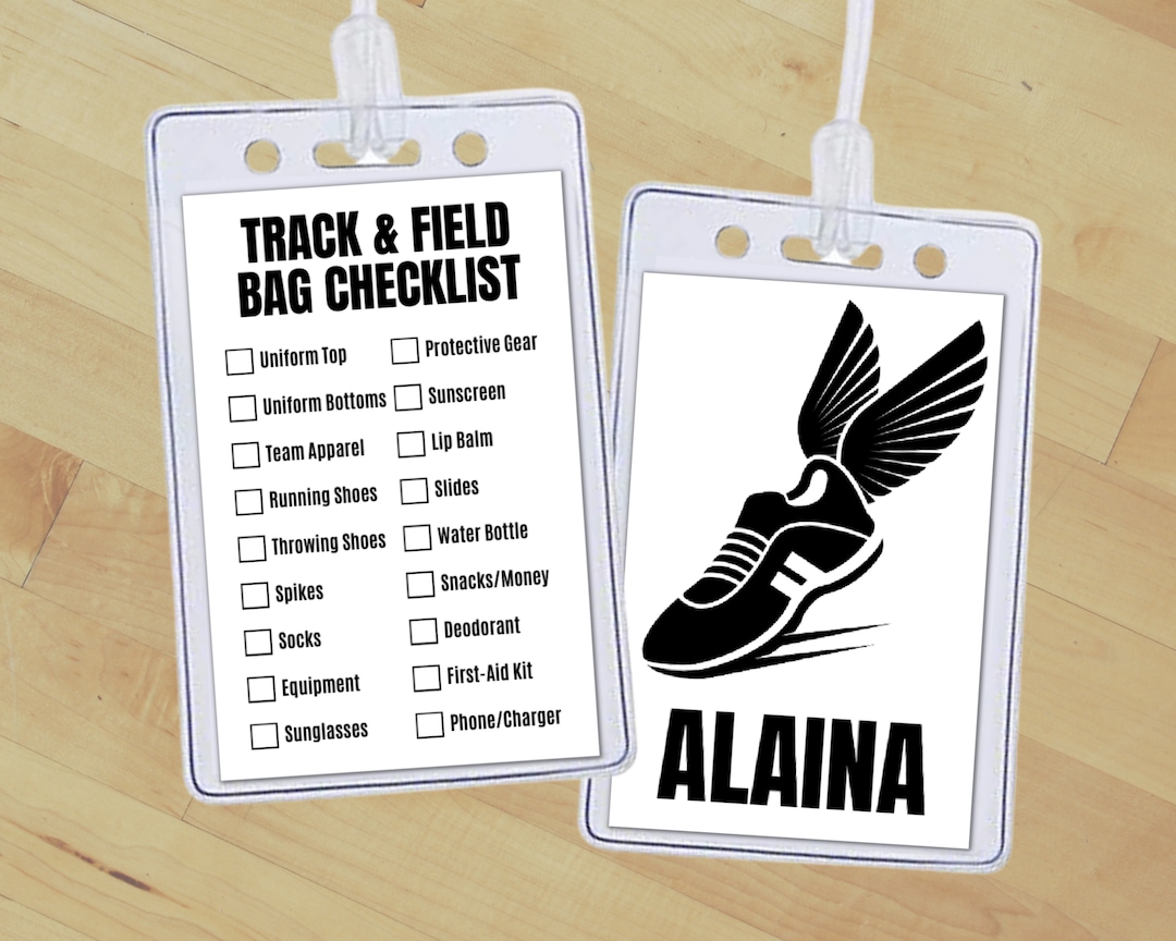 Editable Track & Field Bag Tag Insert, Custom Track Equipment Gear ...