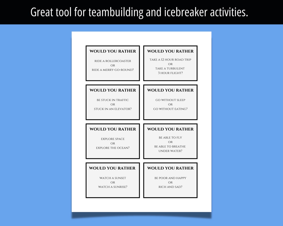 Would You Rather Cards Teambuilding Activity Office Classroom - Etsy