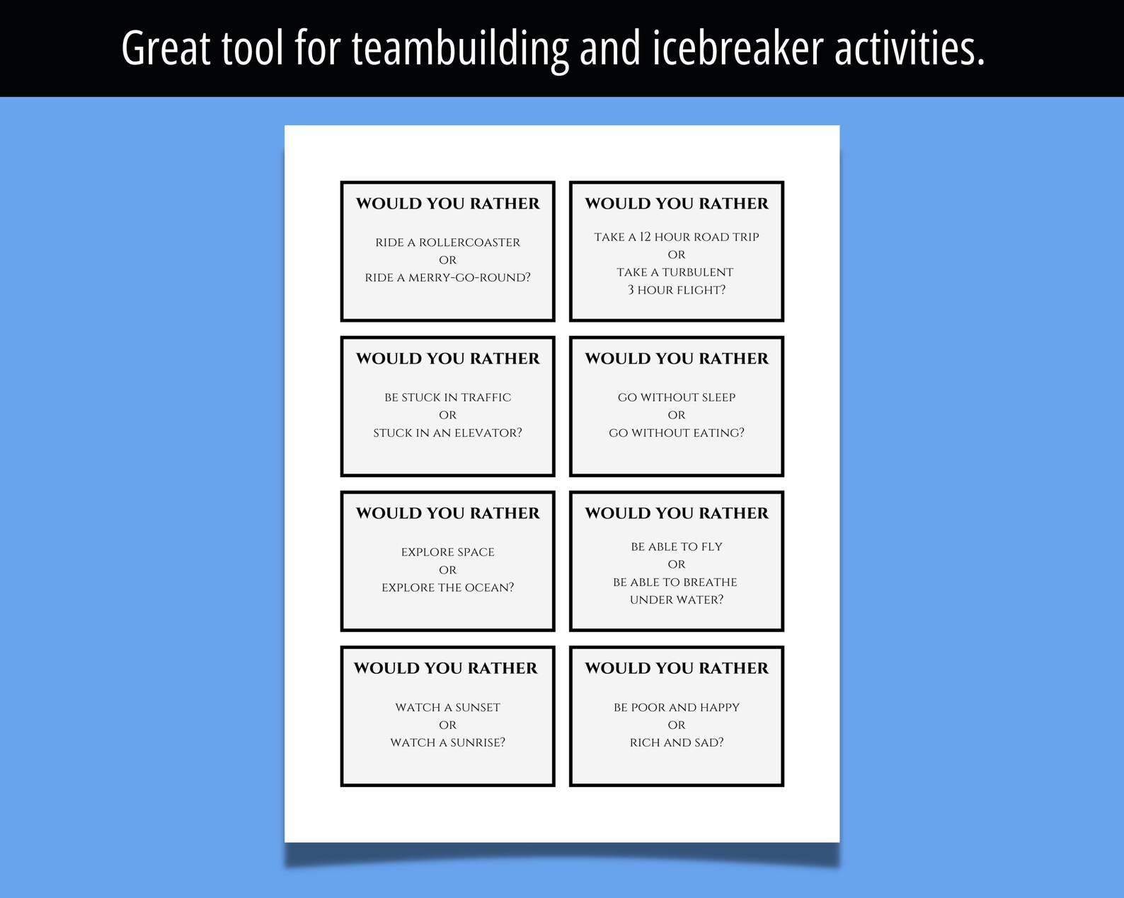 Would You Rather Cards Teambuilding Activity Office Classroom - Etsy