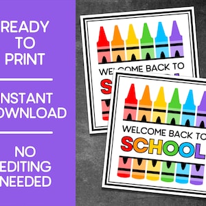 Welcome Back to School Crayon Themed Tag, Printable School Treat Tags ...