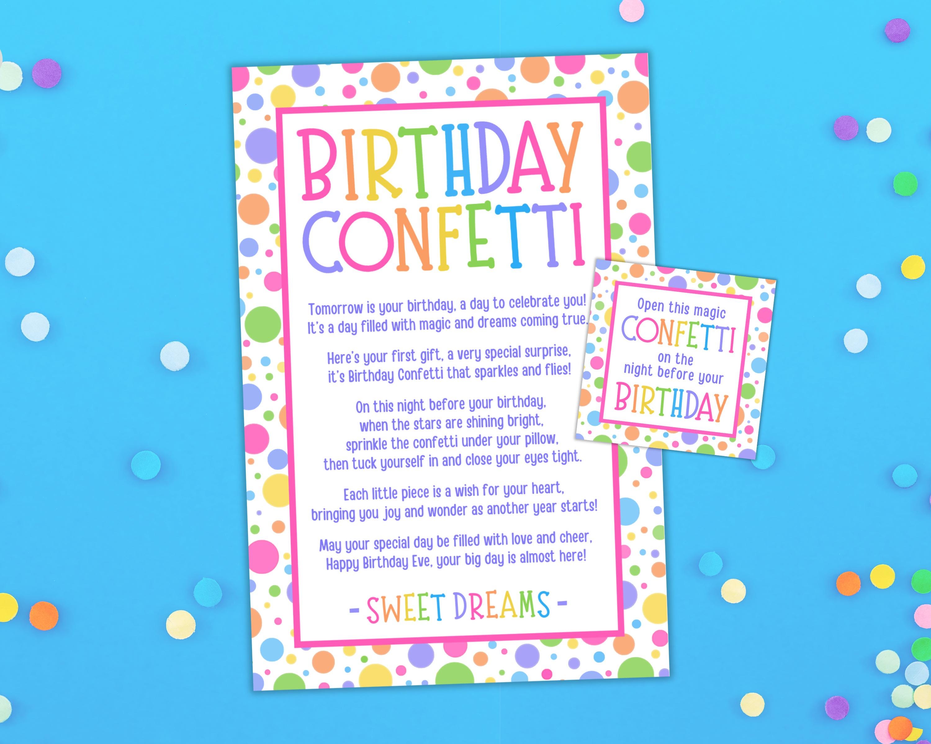 Birthday Confetti Activity, Ready Confetti for Birthday Eve Version ...