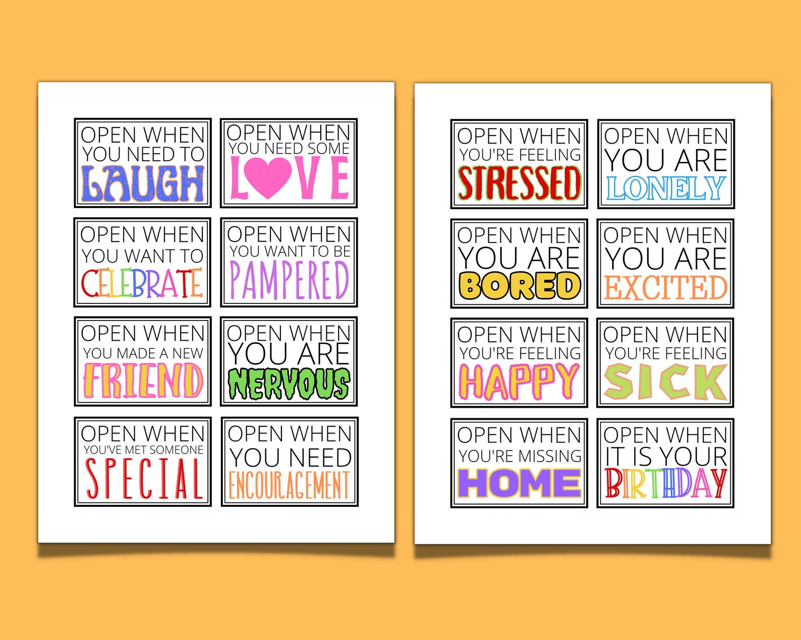 Open When Letters Printable Envelope Labels or Cards College - Etsy