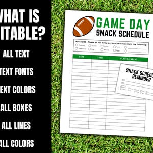 EDITABLE Football Snack Schedule Sign up Sheet, Football Coach and Team ...
