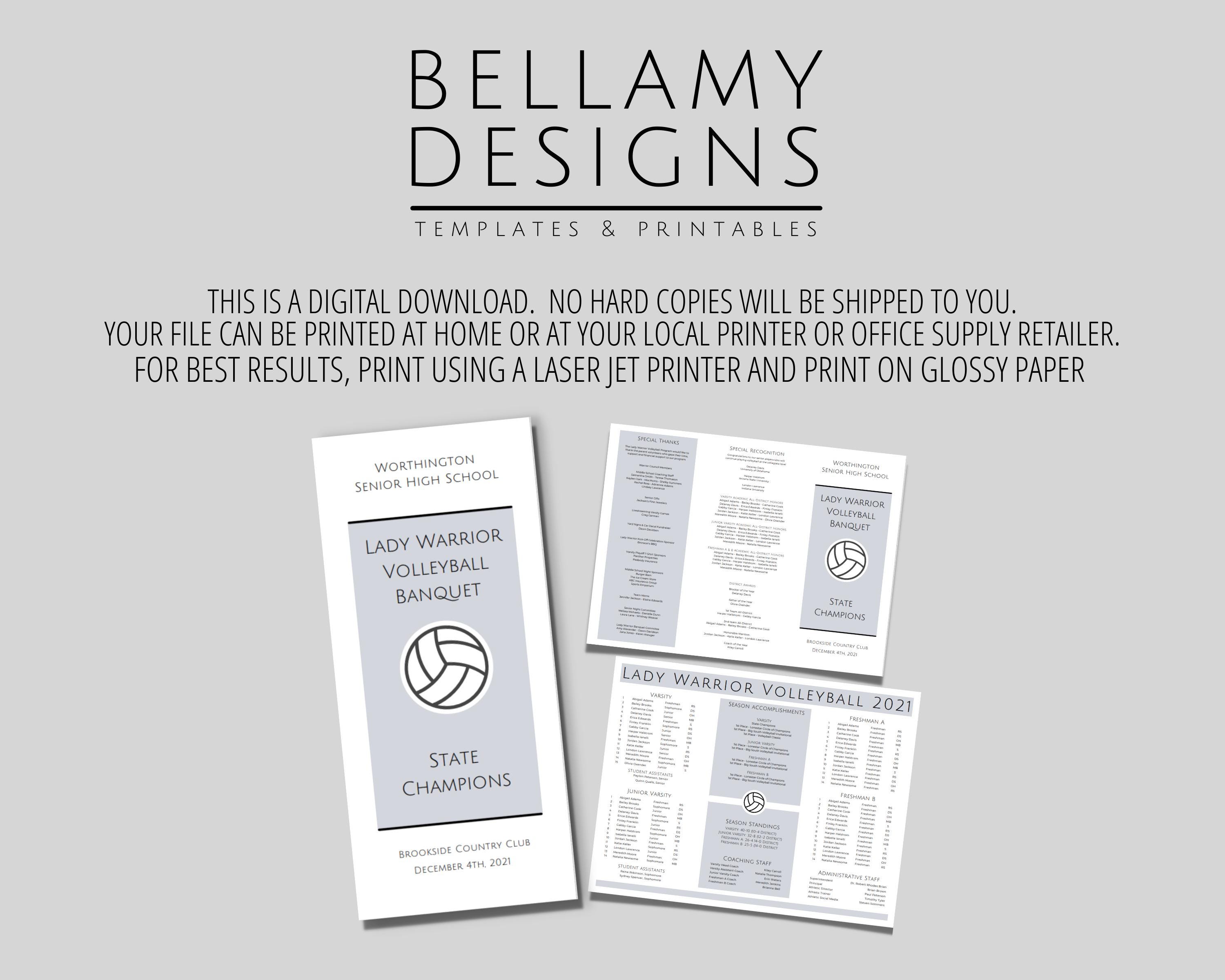 Tri-fold Program Template, Editable Landscape Orientation Folded ...