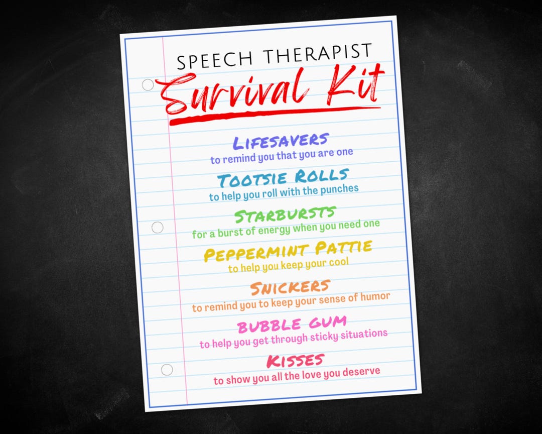 Speech Therapist Survival Kit Gift Tags, Therapist Appreciation Thank ...