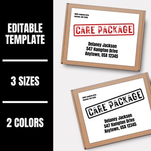 Editable Care Package Label, Mailing Label Printable Camp Care Package ...