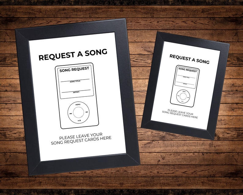 Song Request Cards & Signs, Karaoke Band DJ Printable Song Request Tags ...