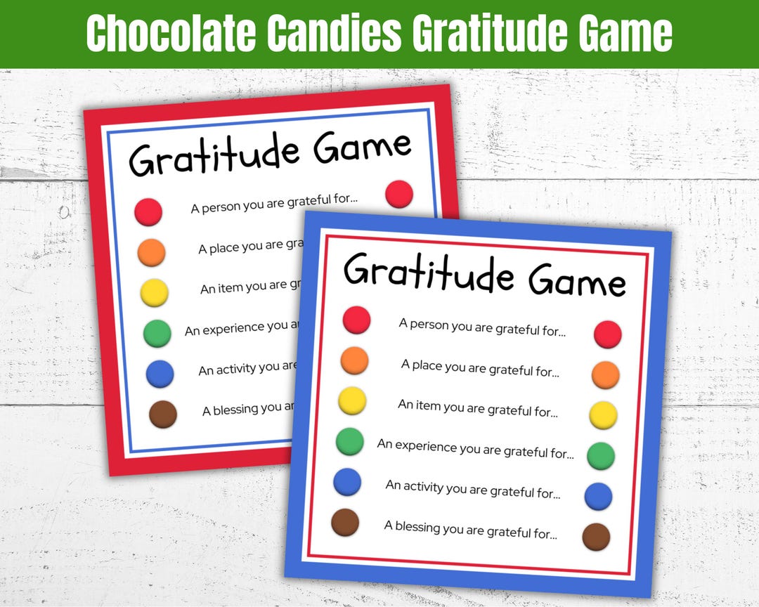 Candy Gratitude Game Card Printable, Chocolate Candies Game, Goodie Bag ...