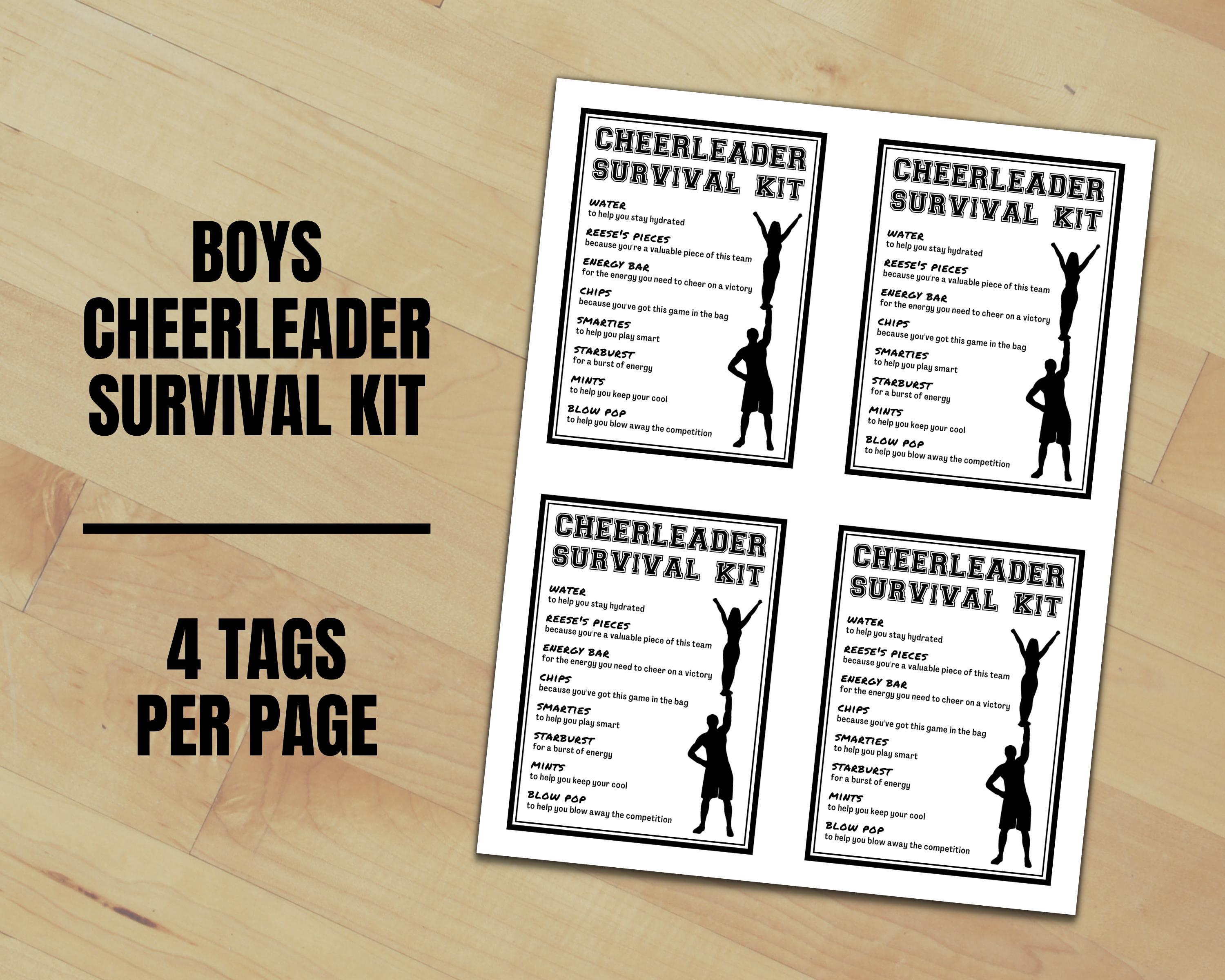 Editable Cheerleader Survival Kit Gift Tags, Boys & Girls Cheerleading ...