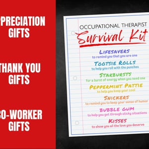 Occupational Therapist Survival Kit Gift Tag Topper, Occupational ...