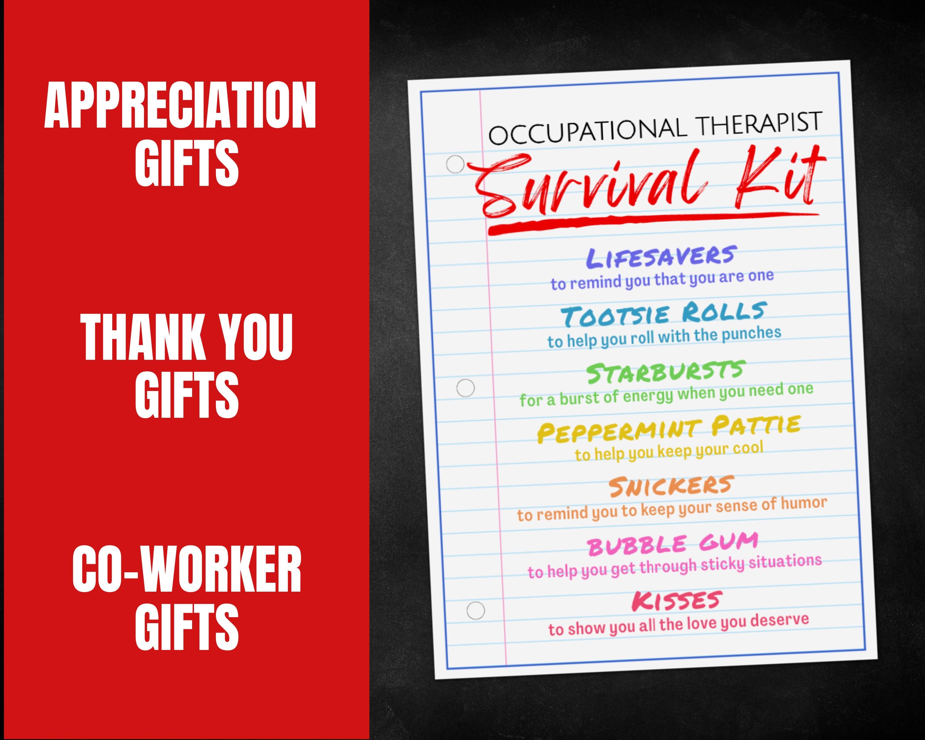 Occupational Therapist Survival Kit Gift Tag Topper, Occupational ...