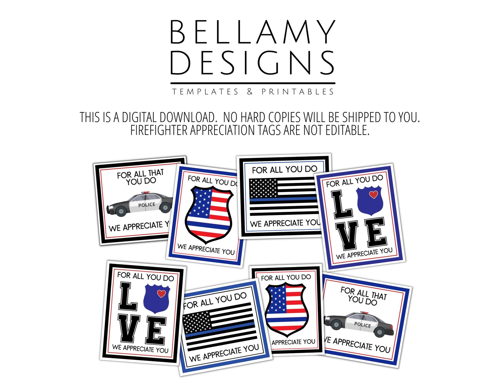 Police Officer Appreciation Gift Tags, Policeman First Responder ...