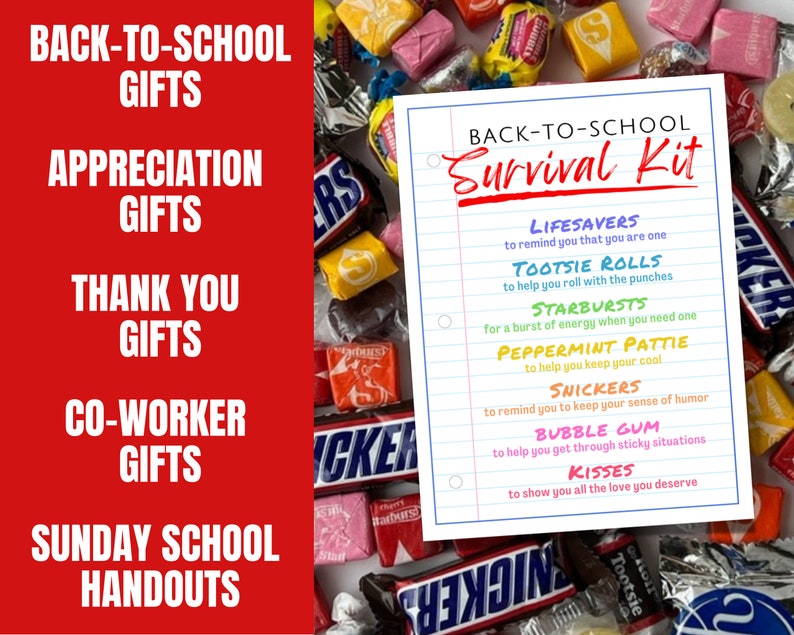 Back-to-school Survival Kit Gift Tags Great Idea for Kids or - Etsy