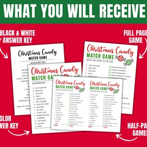 Christmas Candy Match Game Printable, Xmas Candy Trivia Quiz, Sweet ...