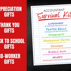 Accountant Survival Kit Gift Tags, CPA Accountant Appreciation Thank ...