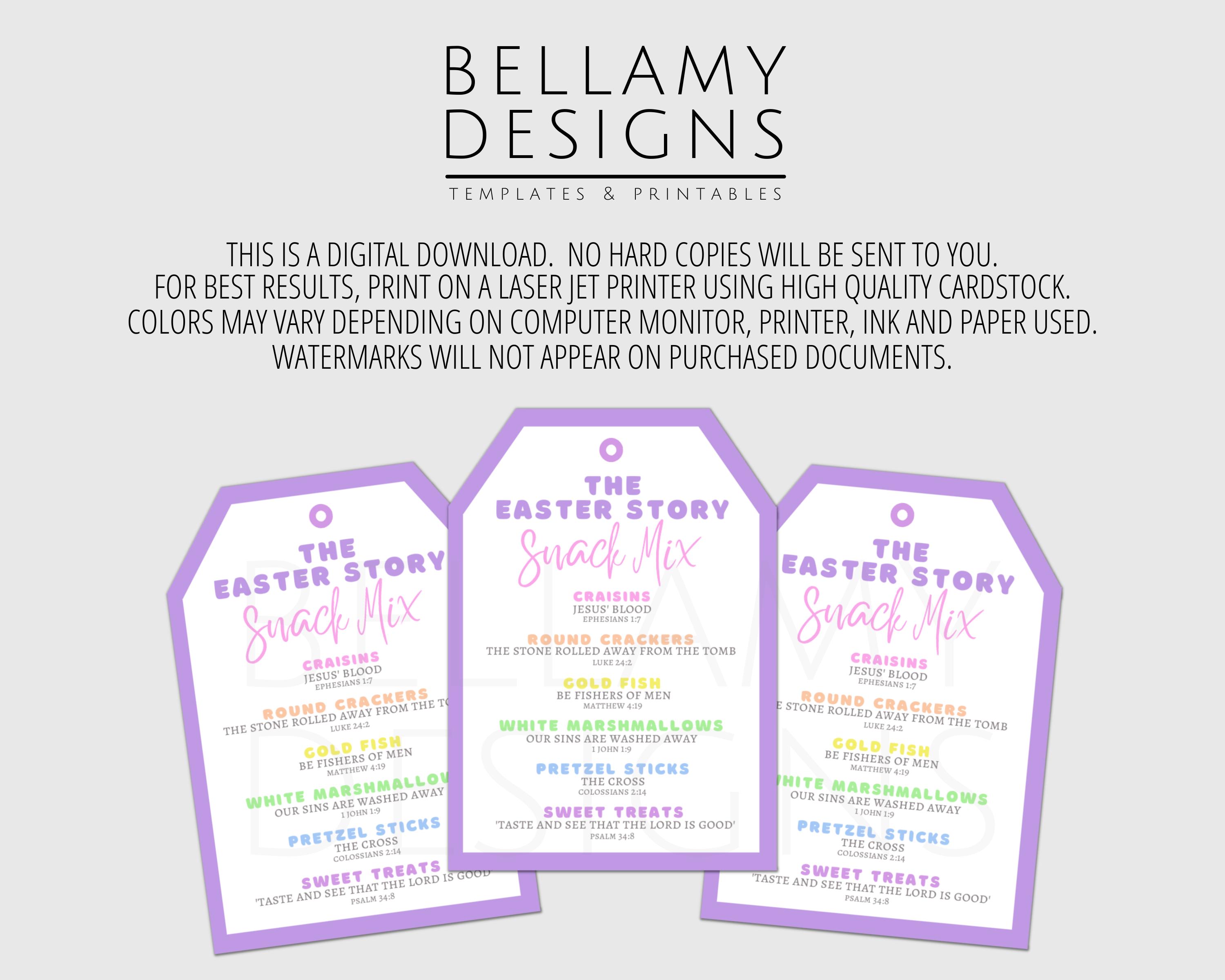 Religious Easter Story Snack Mix Printable Gift Tags, Easter Basket ...