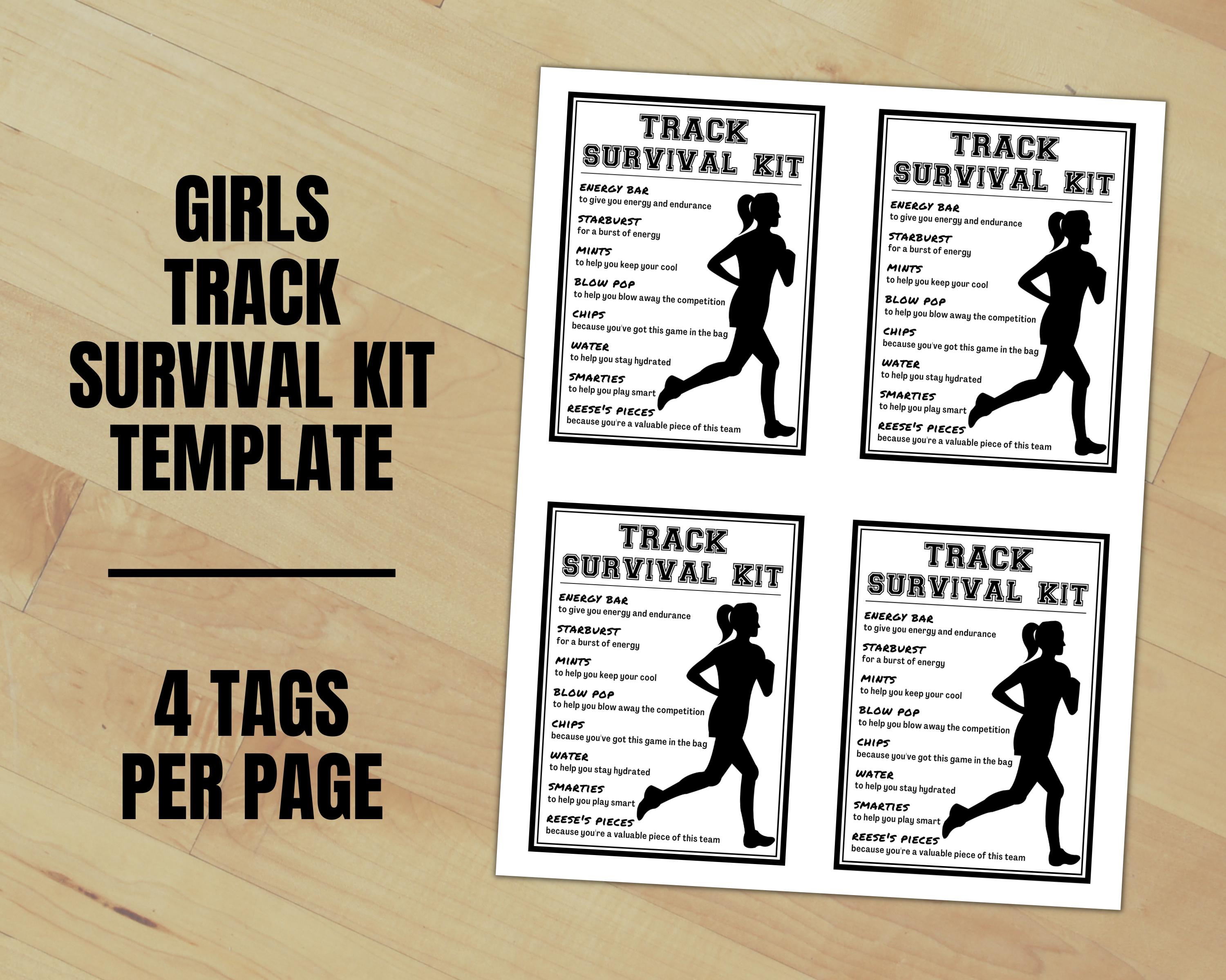 Track Survival Kit Gift Tags, Boys & Girls Track Meet Treat Tags ...
